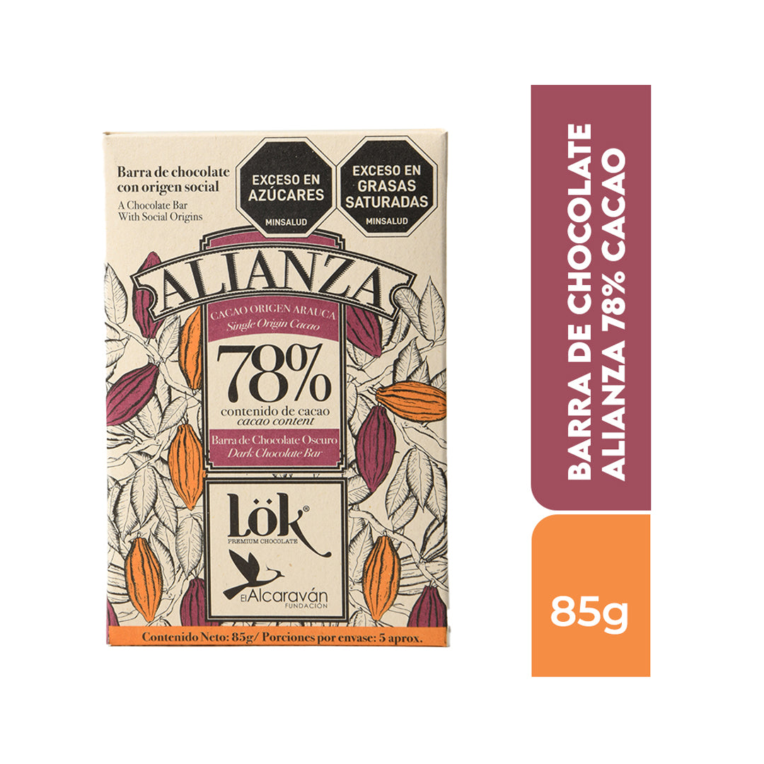 Barra de chocolate Alianza 78% cacao 85g– LÖK Foods