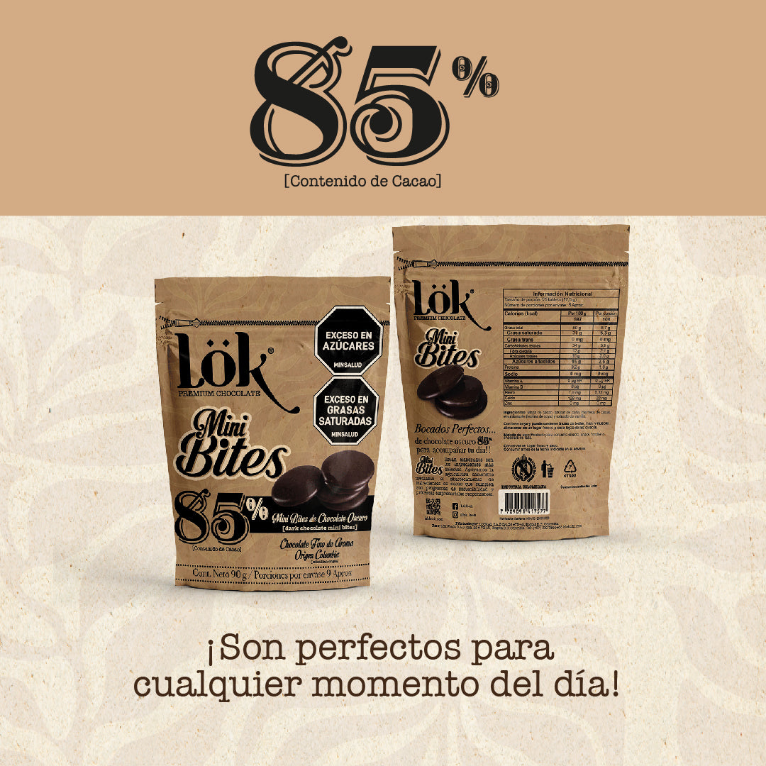 Mini bites de chocolate al 85% 90g | LÖK Foods